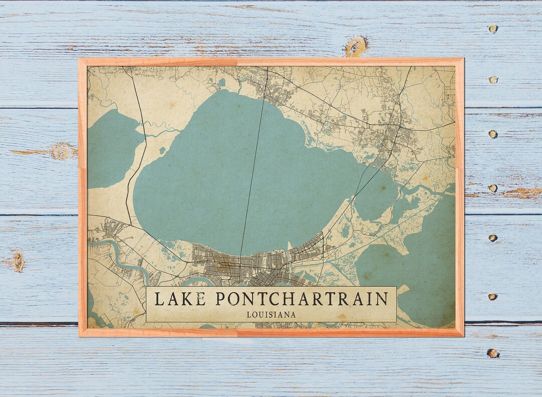 Vintage Style Map of Lake Pontchartrain Louisiana USA - Etsy