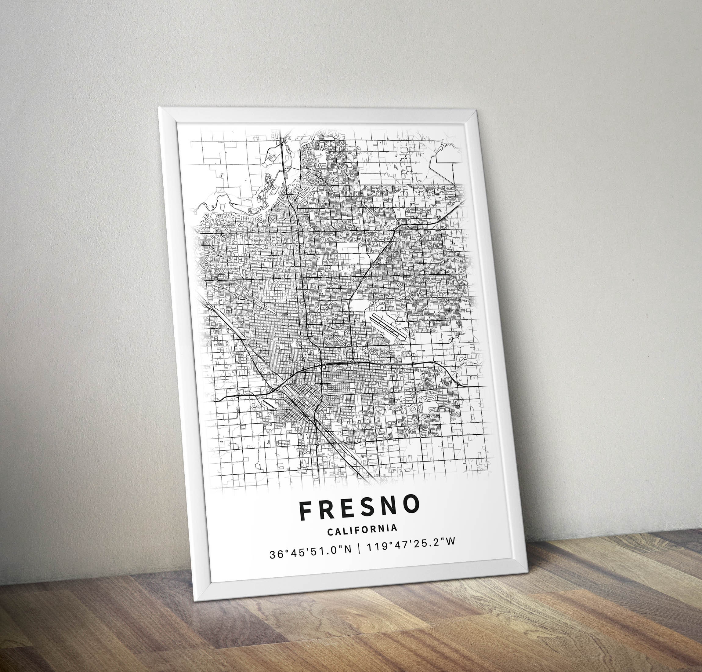 Printable Map of Fresno, California, USA With Street Names - Instant ...