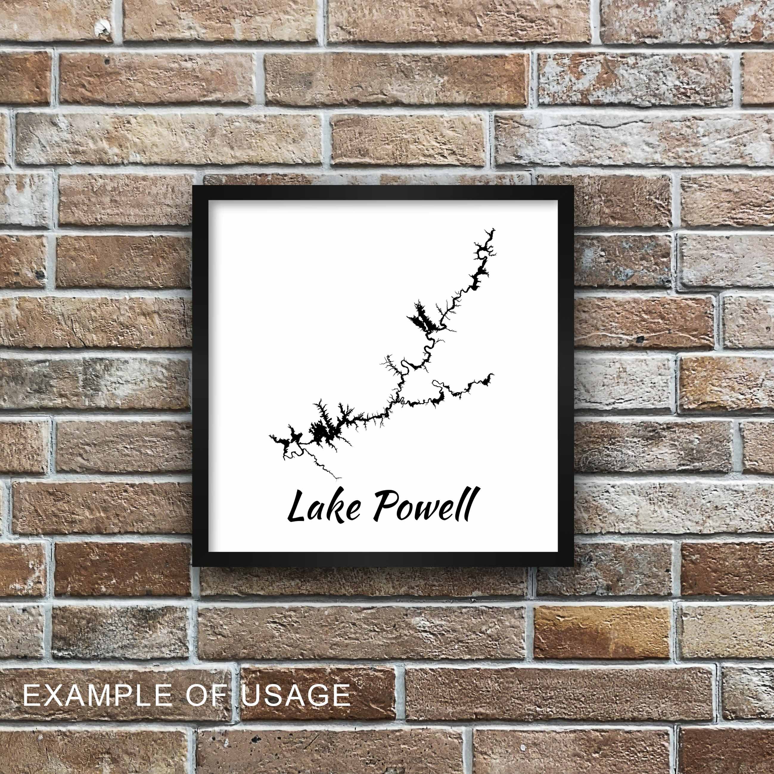 Lake Powell California Arizona Map Vector File Instant | Etsy