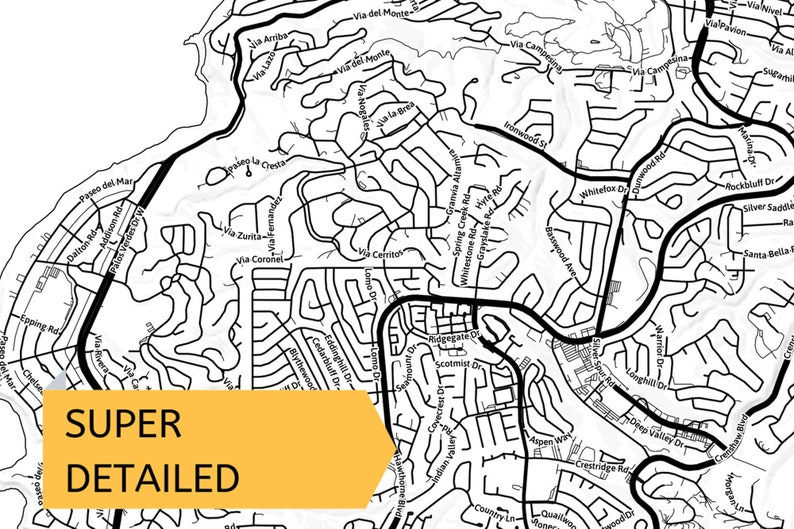 Printable Map of Rancho Palos Verdes, California, USA With Street Names ...