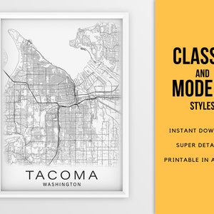 Printable Map of Tacoma, Washington, United States Instant Download ...