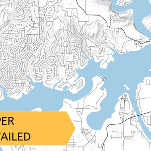 Printable Map of Greers Ferry Lake, Arkansas, US - Instant Download ...