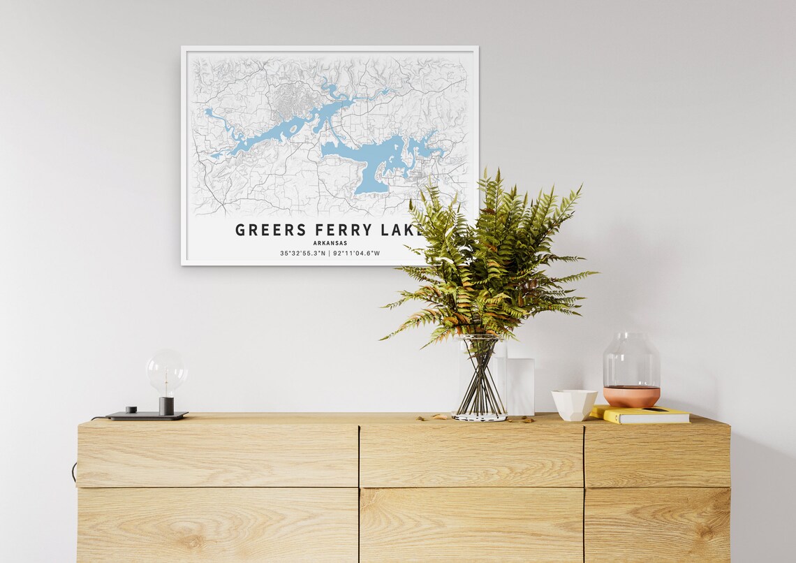 Printable Map of Greers Ferry Lake Arkansas United States - Etsy