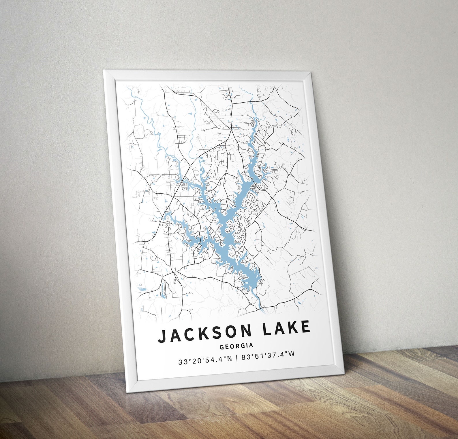 Printable Map of Jackson Lake, Georgia, US - Instant Download \ Lake ...
