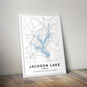 Printable Map of Jackson Lake, Georgia, US - Instant Download \ Lake ...
