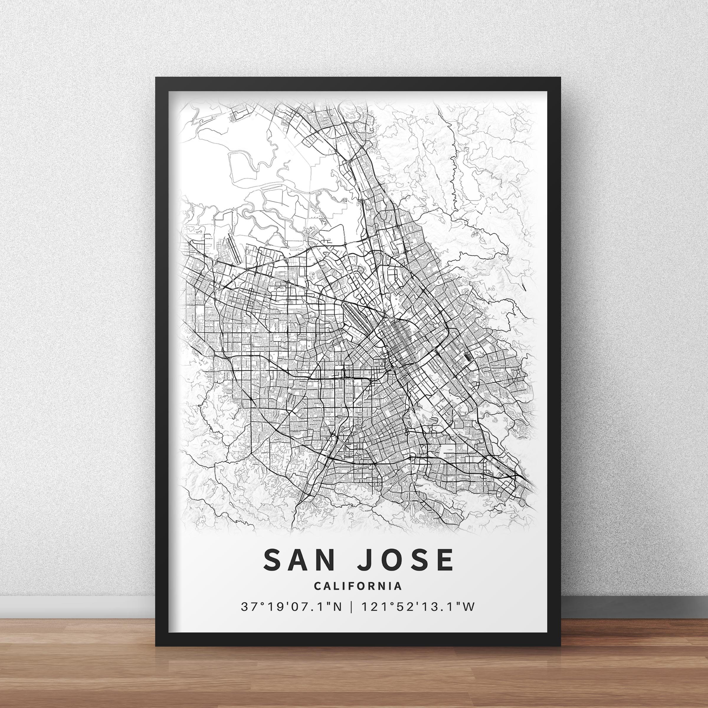 Printable Map of San Jose California USA With Street Names - Etsy