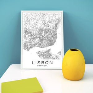 Printable Map of Lisbon, Portugal Instant Download City Map Wall Art - Etsy