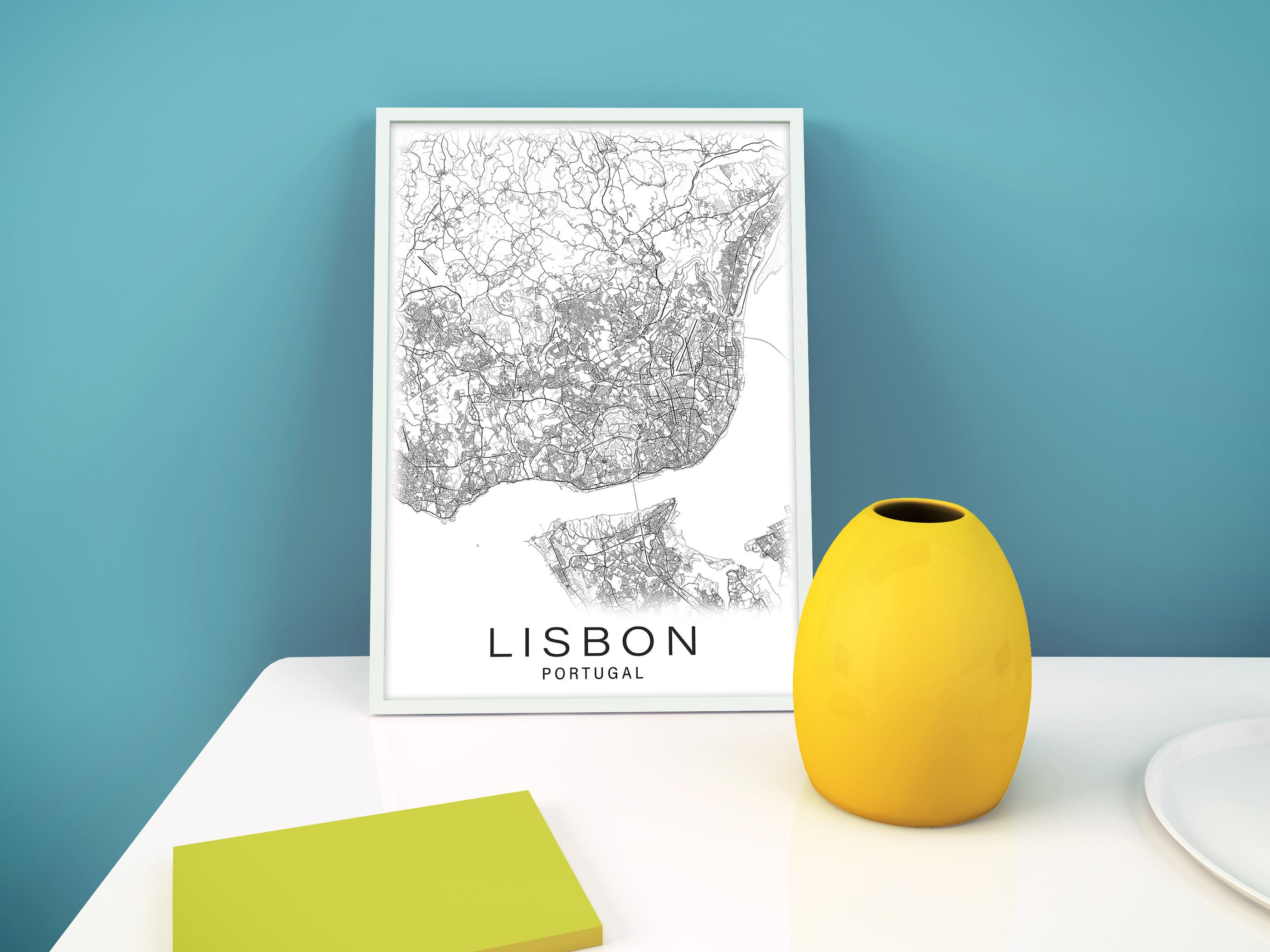 Printable Map of Lisbon Portugal Instant Download City | Etsy