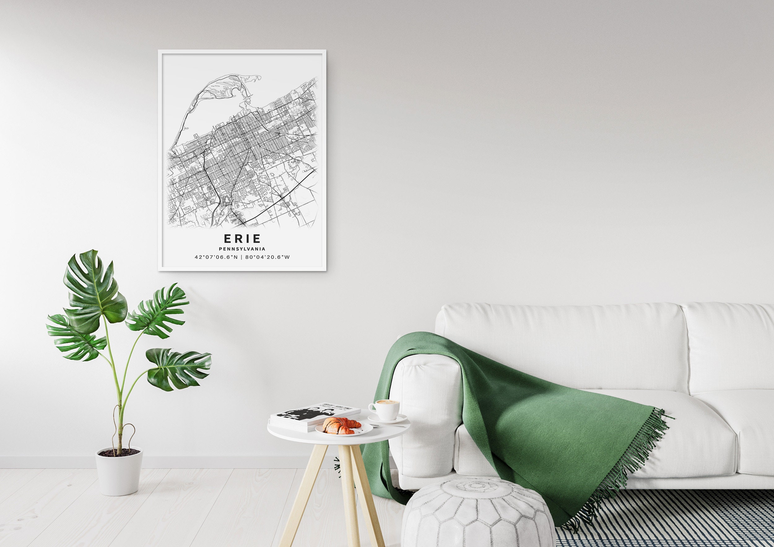 Printable Map of Erie, Pennsylvania, USA With Street Names - Instant ...