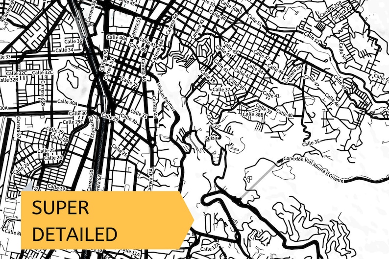 Printable Map of Medellín, Colombia With Street Names - Instant ...