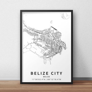 Belize Map With Street Names, Printable Belize City Poster (instant ...
