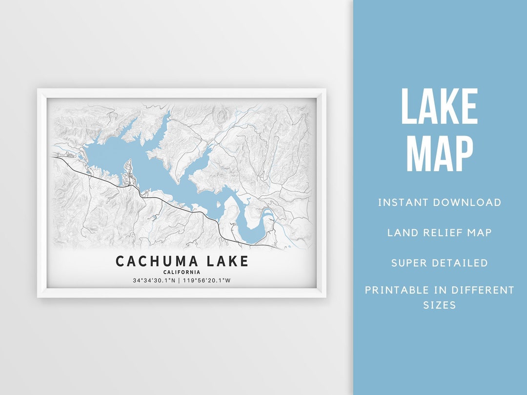 Printable Map of Cachuma Lake California United States - Etsy