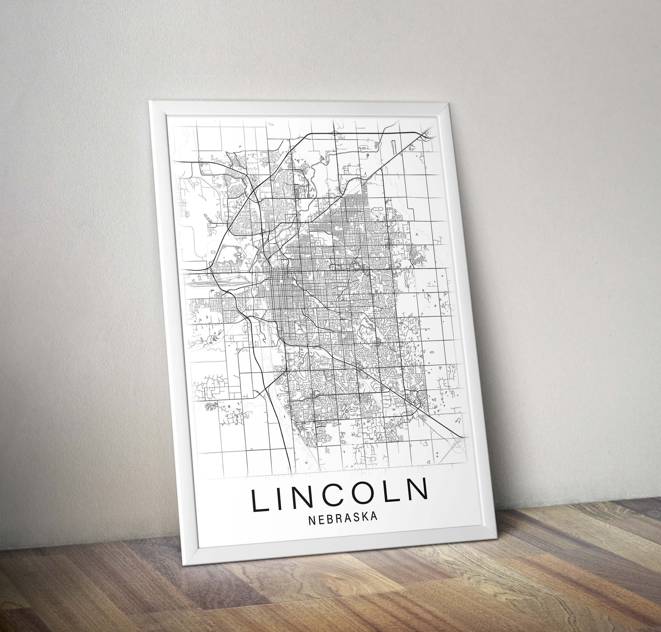 Printable Map of Lincoln Nebraska NE USA Instant Download | Etsy