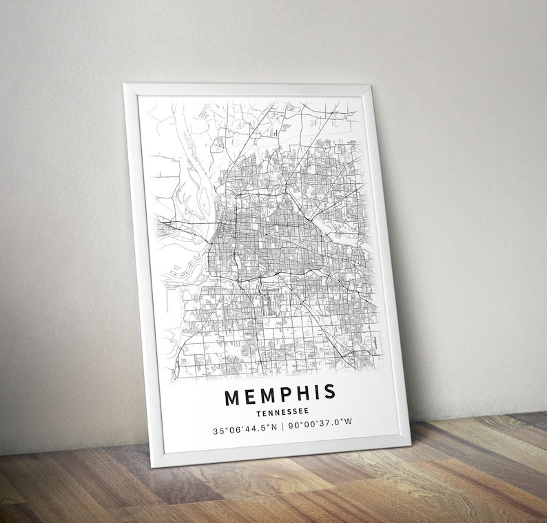 Printable Map of Memphis, Tennessee, USA With Street Names - Instant ...