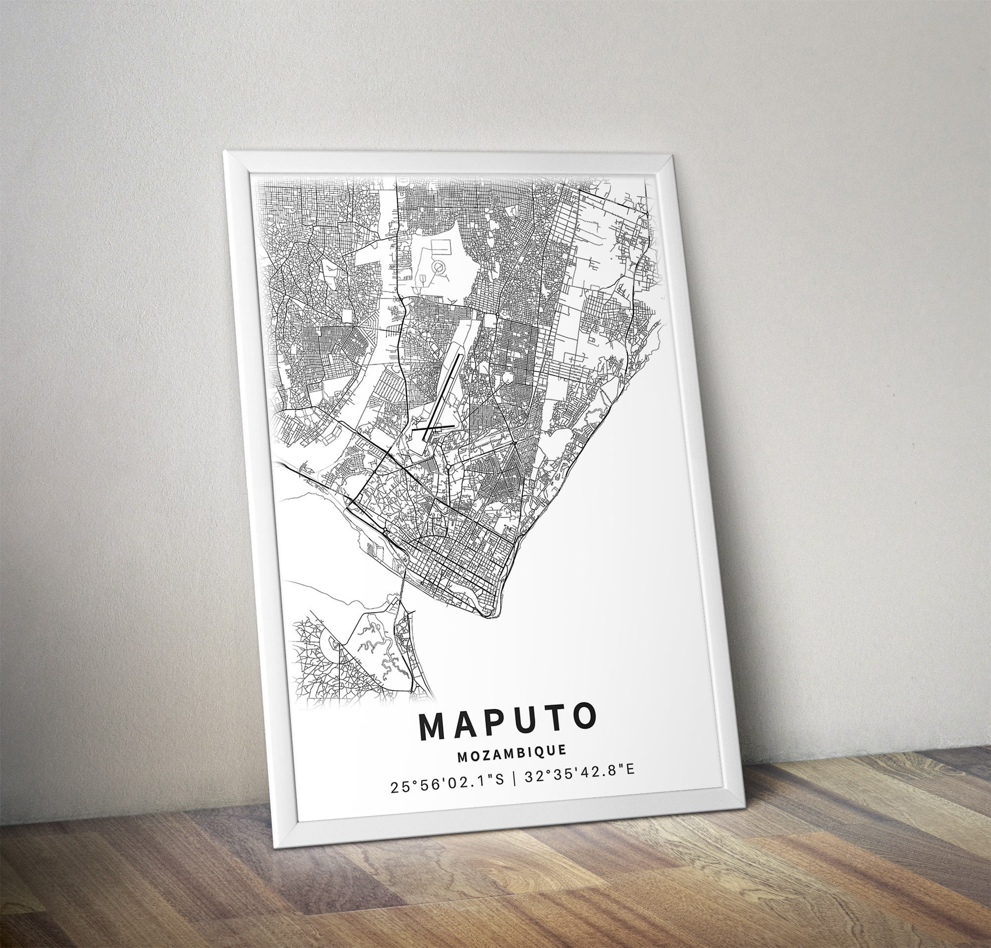 Printable Map of Maputo, Mozambique With Street Names - Instant ...