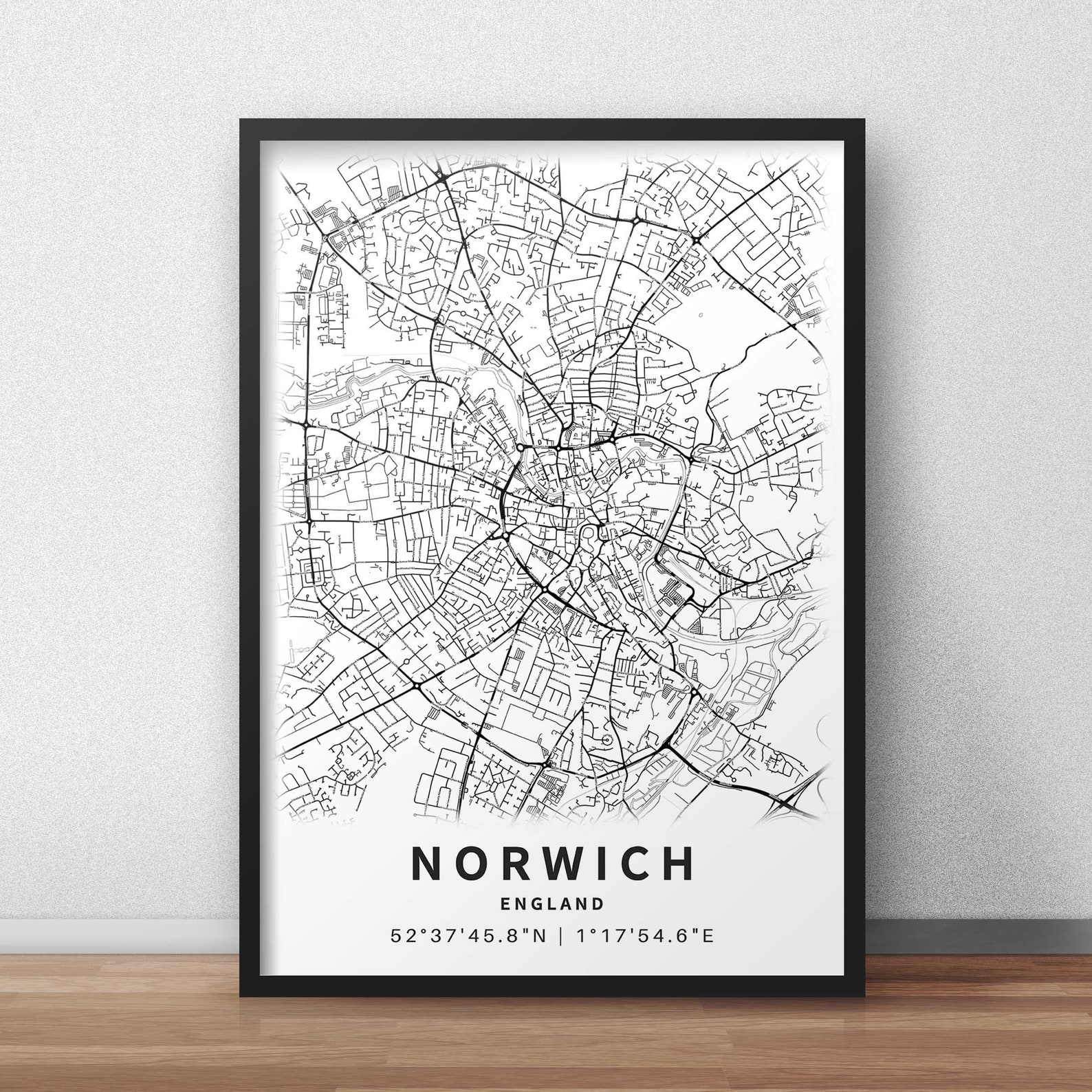 Printable Map of Norwich England United Kingdom With Street | Etsy