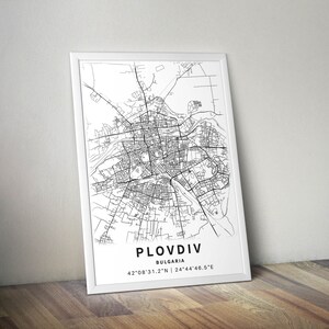 Printable Map of Plovdiv, Bulgaria With Street Names - Instant Download ...