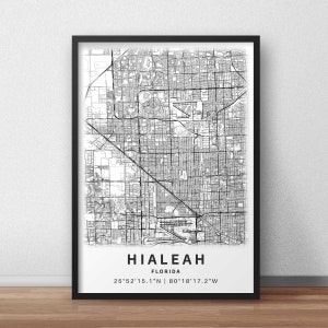 Printable Map of Hialeah, Florida, USA With Street Names - Instant ...