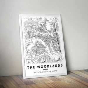 Printable Map of the Woodlands, Texas, USA With Street Names - Instant ...