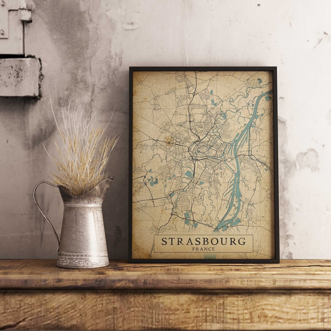 Printable Vintage Style Map Strasbourg, France Instant Download City ...