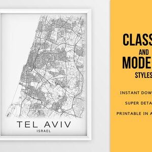 Printable Map of Tel Aviv, Israel Instant Download City Map Wall Art - Etsy