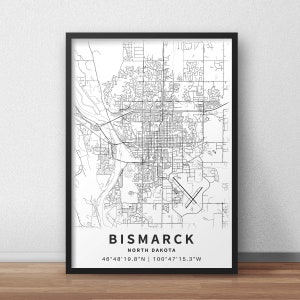 Printable Map of Bismarck, North Dakota, USA With Street Names ...