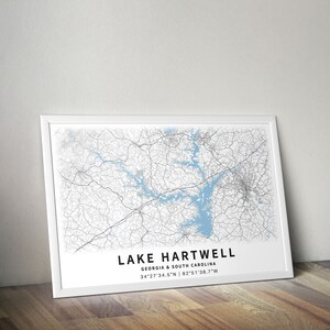 Printable Map of Lake Hartwell, Georgia and South Carolina - Instant ...