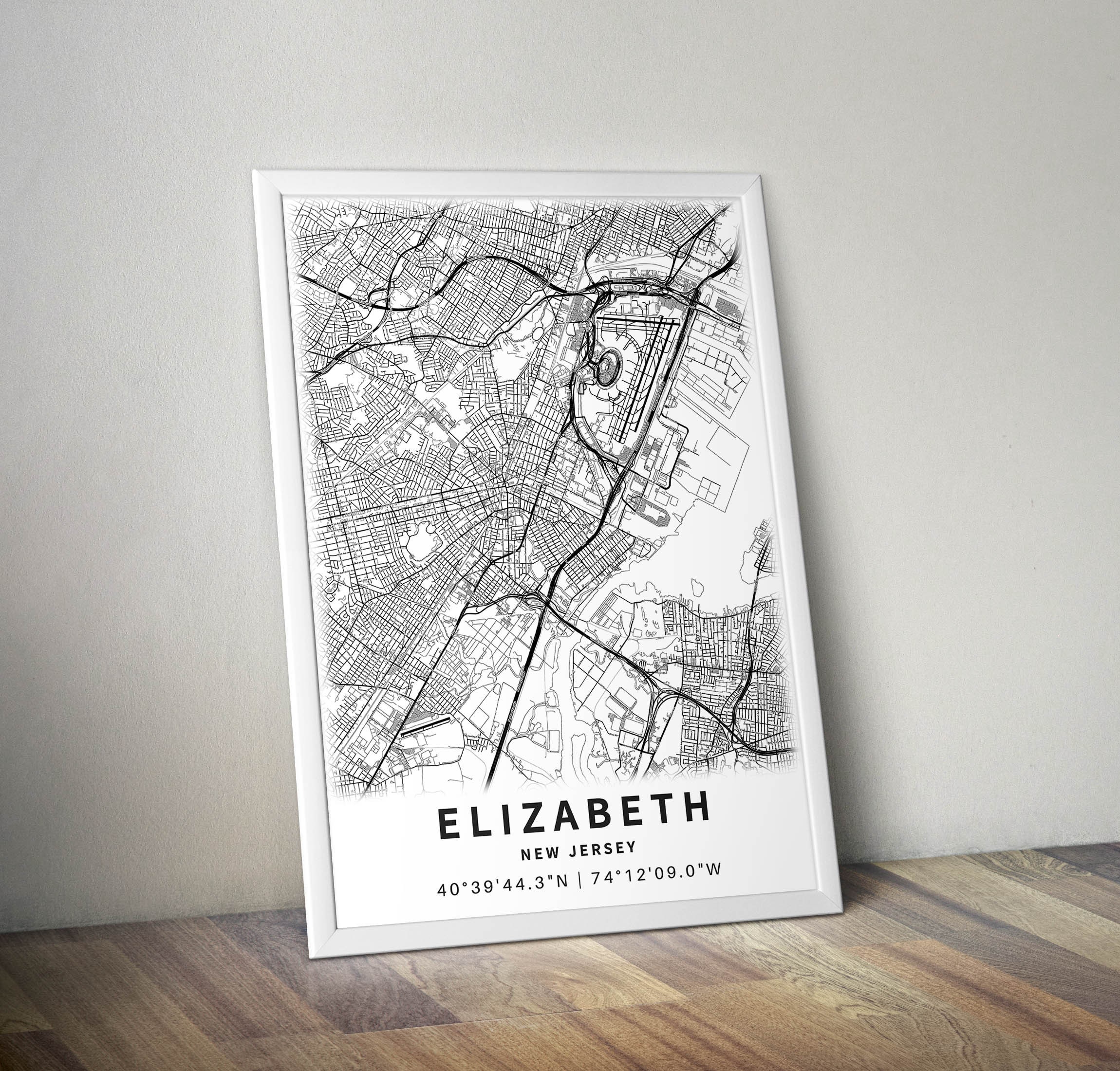 Printable Map of Elizabeth, New Jersey, USA With Street Names - Instant ...