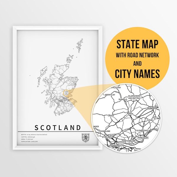 Printable Map of Scotland - Etsy