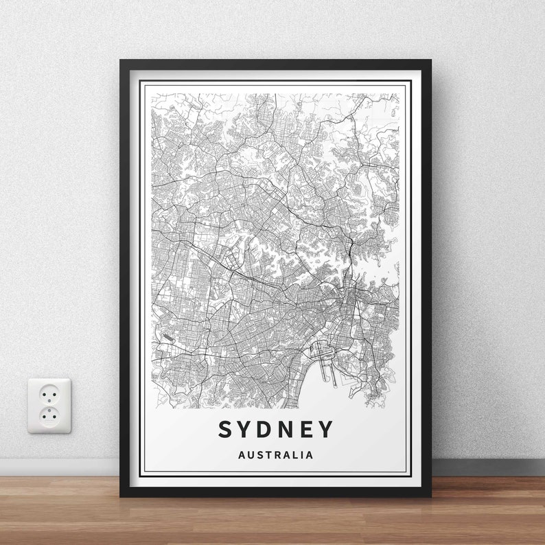 Printable Map of Sydney Australia Instant Download City | Etsy