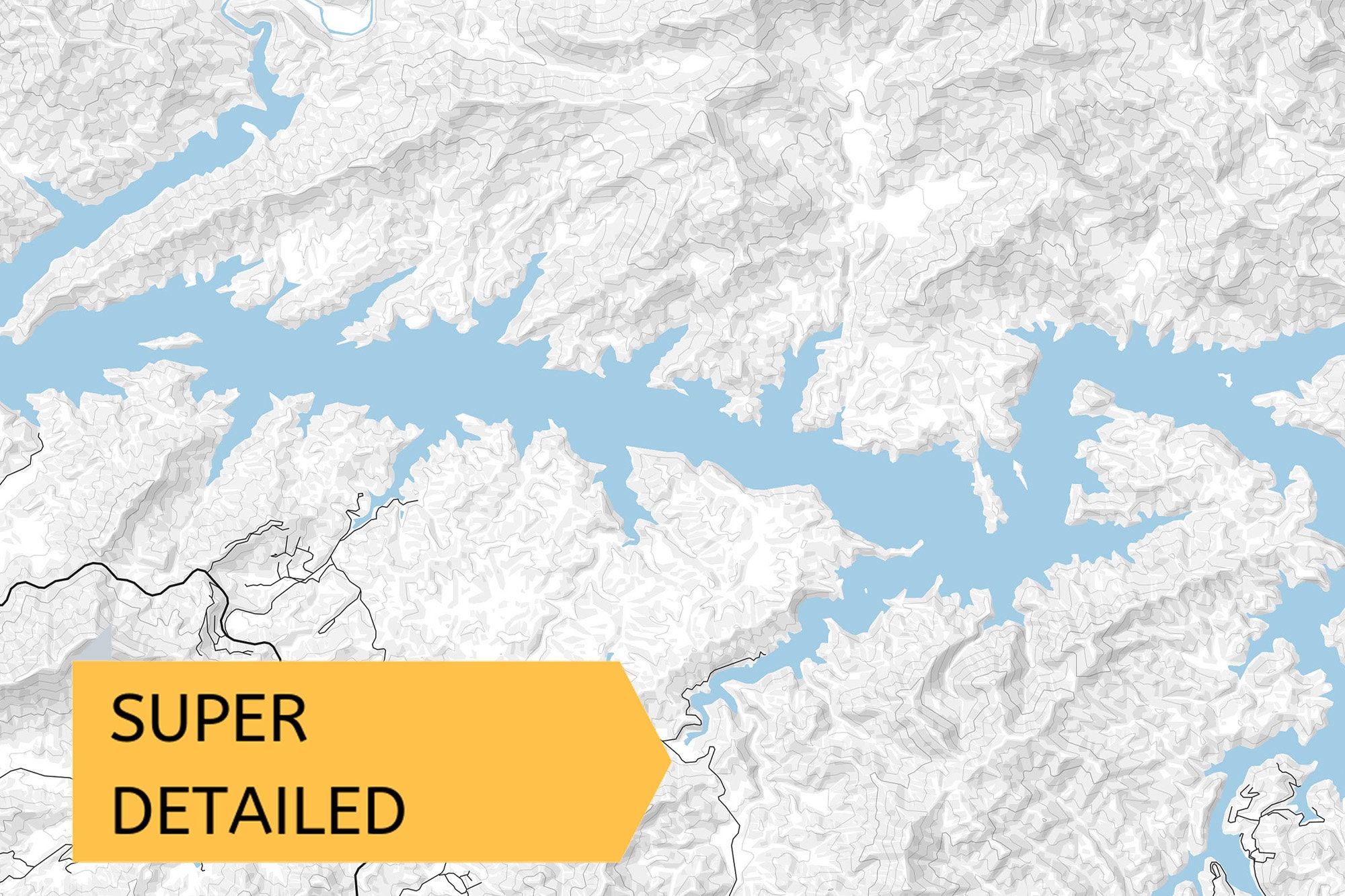 Printable Map of Fontana Lake, North Carolina, US - Instant Download ...