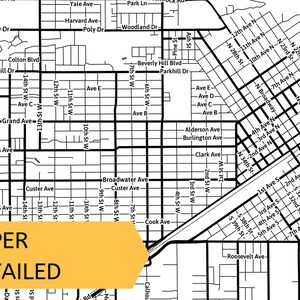 Printable Map of Billings, Montana, USA With Street Names - Instant ...