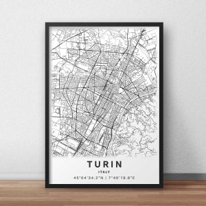 Printable Map of Turin, Italy With Street Names - Instant Download ...