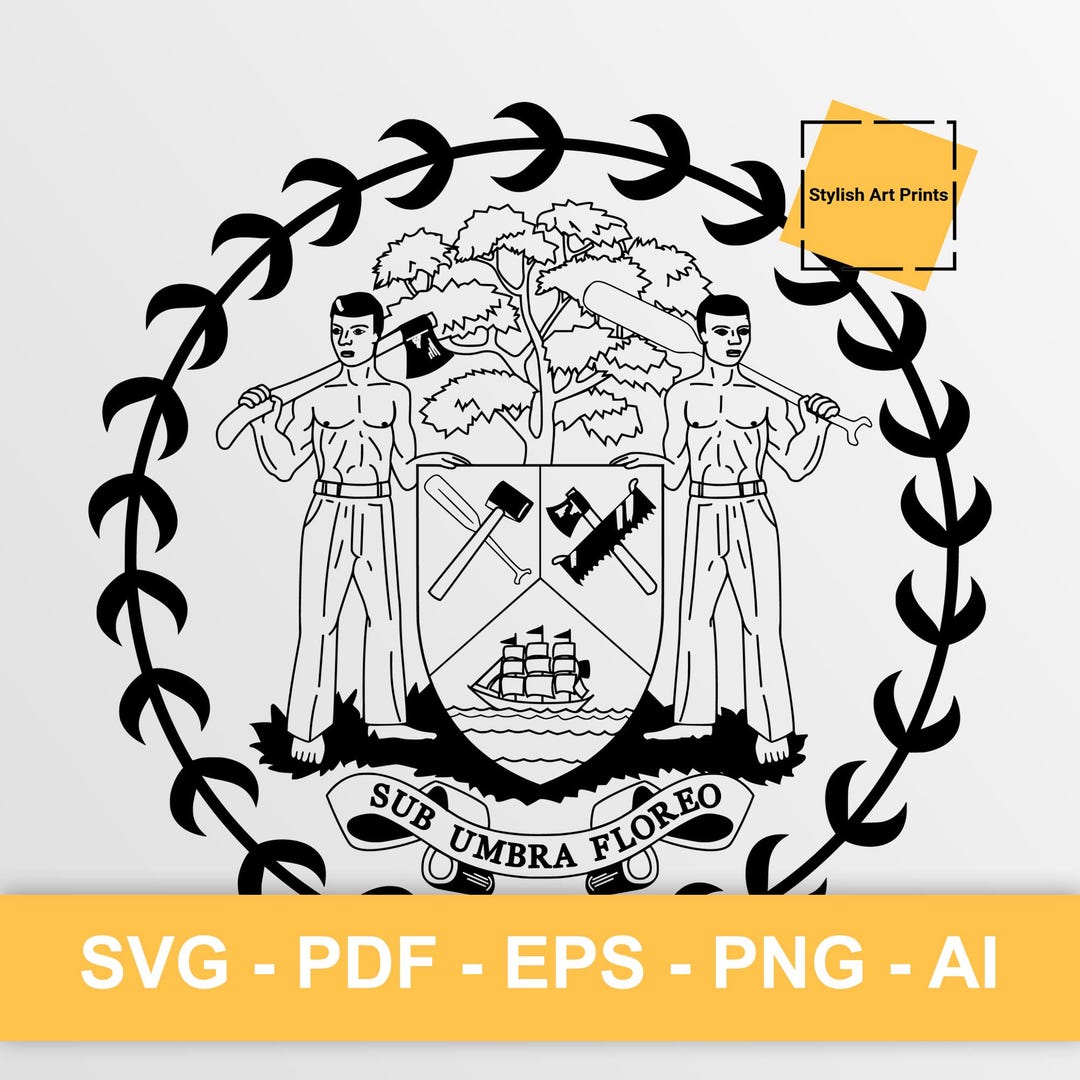 Belize Coat of Arms, Belize Vector Clipart - SVG \ PNG \ PDF \ Instant ...