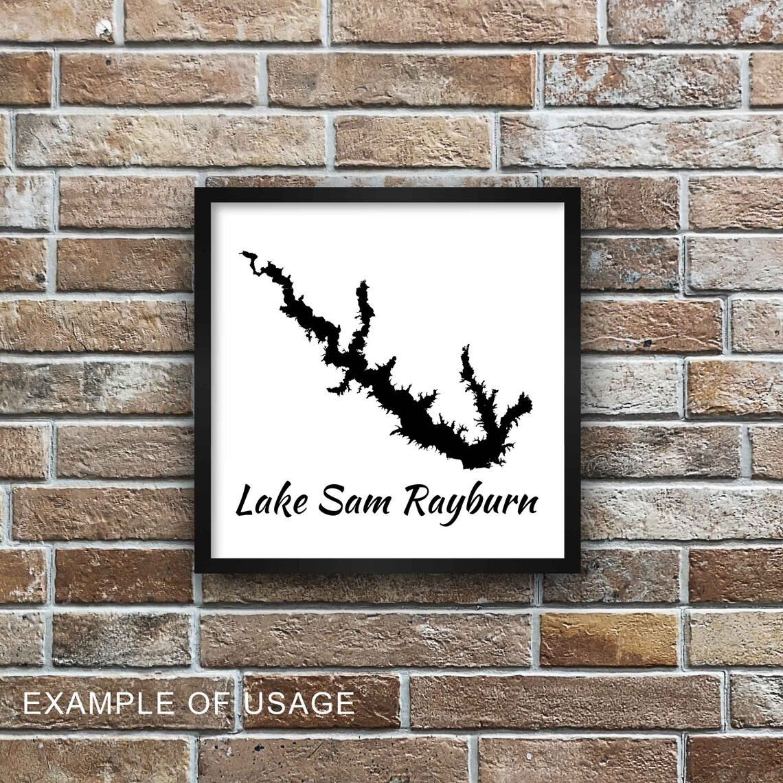 Sam Rayburn Reservoir Map SVG Texas Map Vector File Instant - Etsy