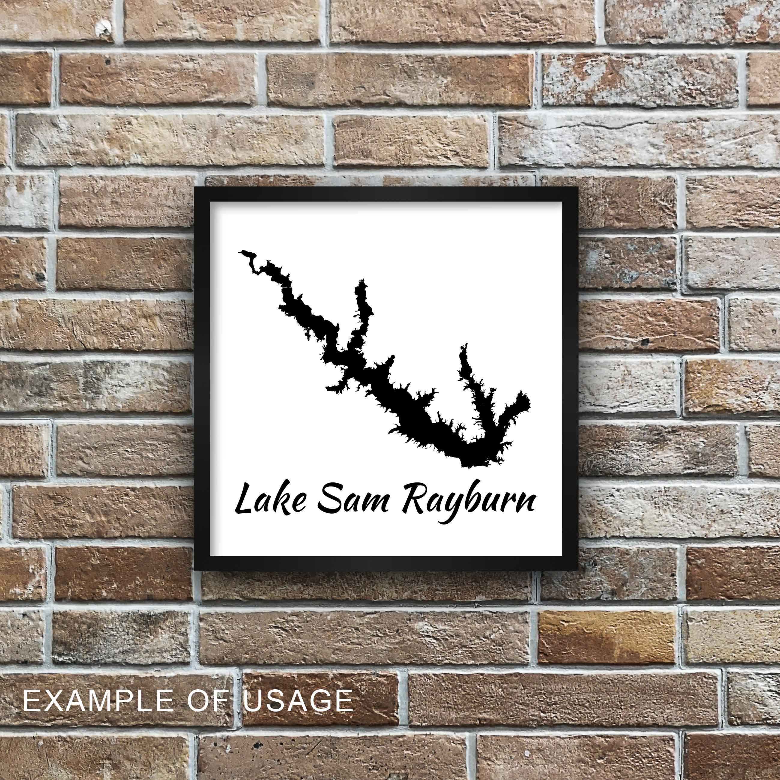 Sam Rayburn Reservoir Map SVG Texas Map Vector File Instant | Etsy