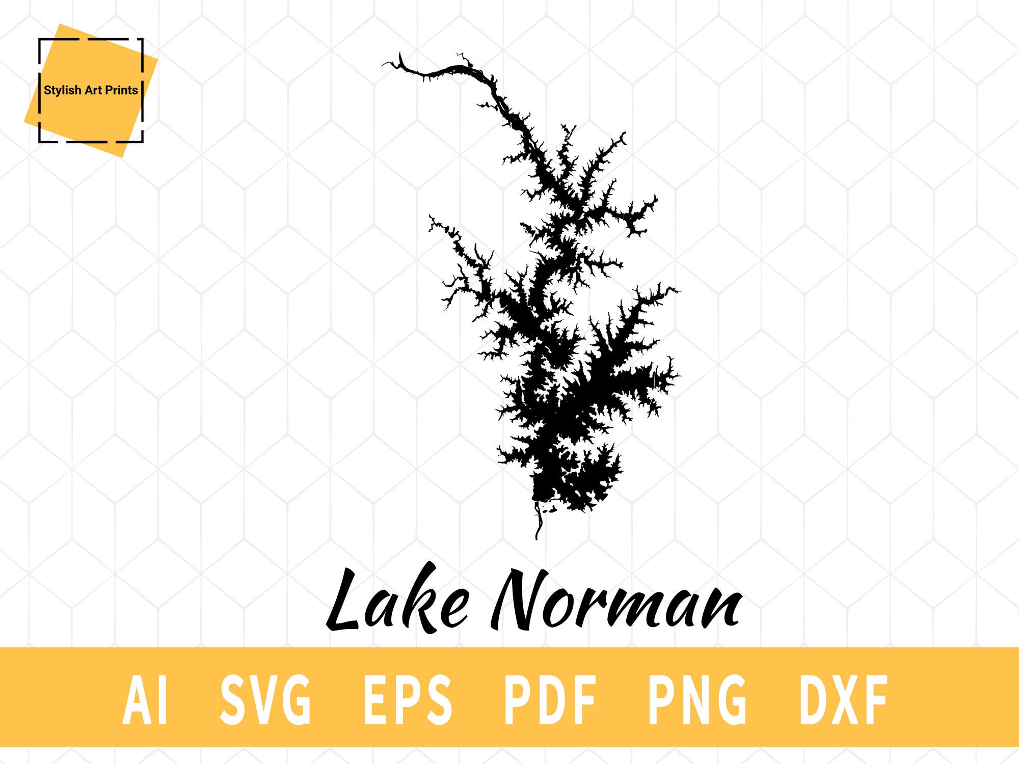 Lake Norman Map SVG North Carolina Map Vector File Instant | Etsy Australia