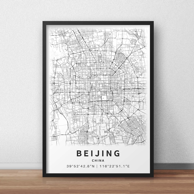 Beijing China Map With Street Names, Printable Beijing City Poster ...