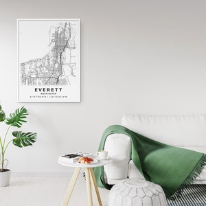 Printable Map of Everett, Washington, USA With Street Names - Instant ...