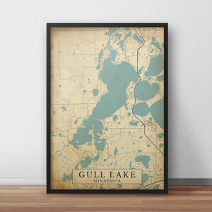 Printable Vintage Style Map of Gull Lake Minnesota MN USA - Etsy