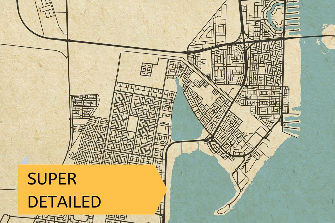 Vintage Style Map of Khobar Saudi Arabia Instant Download - Etsy UK