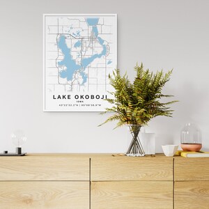 Printable Map of Okoboji Lake, Iowa, US - Instant Download \ Lake Map ...