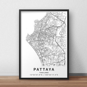 Printable Map of Pattaya, Thailand With Street Names - Instant Download ...