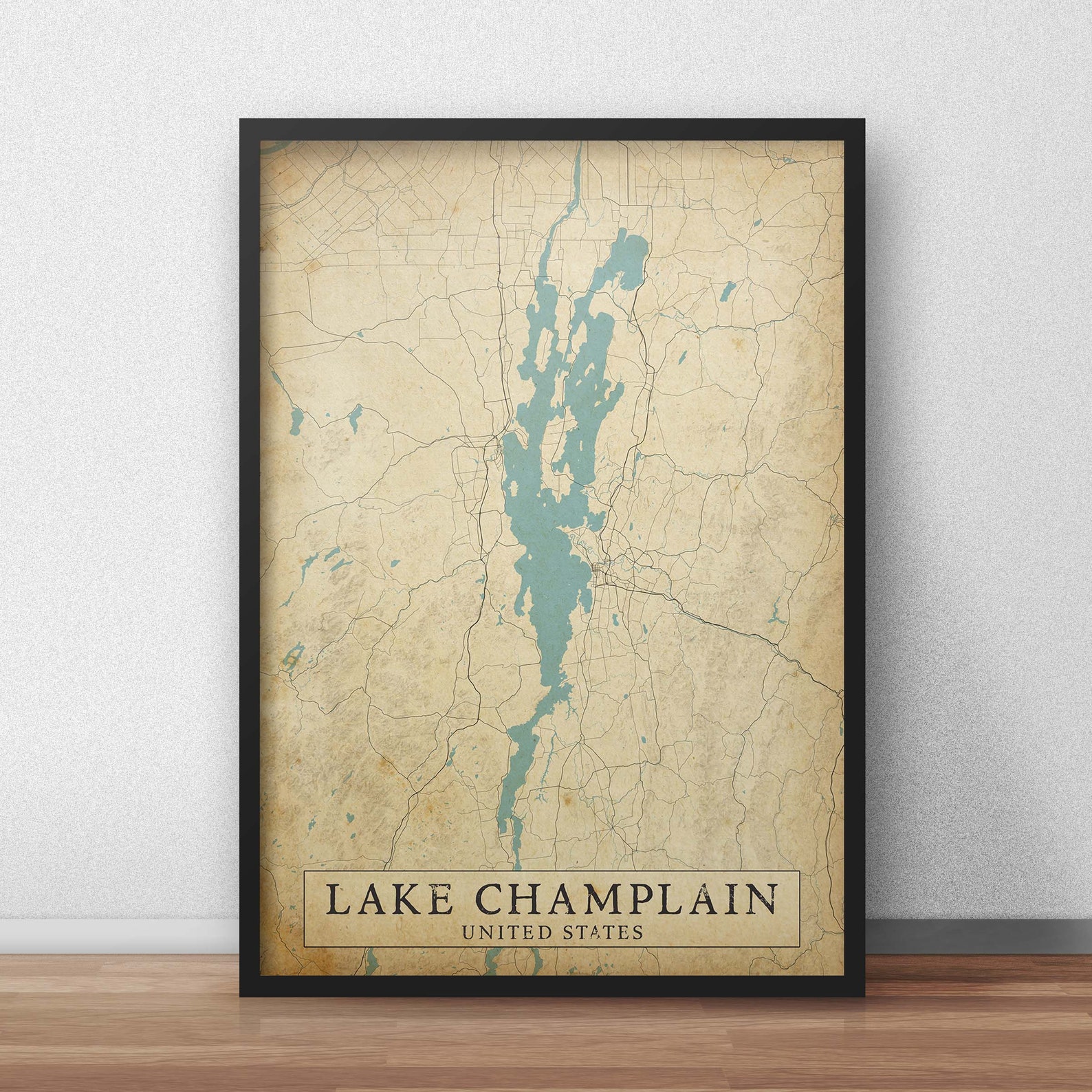Vintage Style Map of Lake Champlain New York Vermont USA - Etsy
