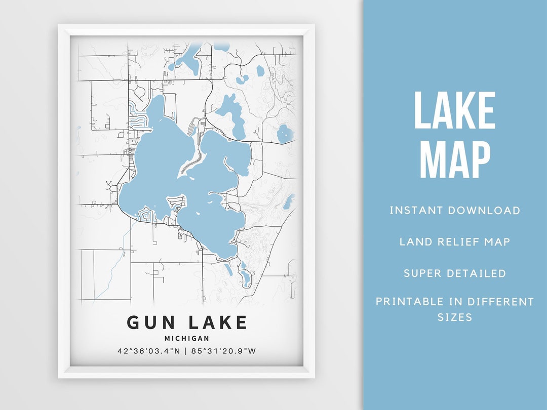 Printable Map of Gun Lake Michigan United States Instant - Etsy