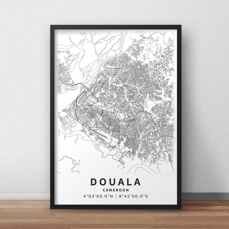 Douala Cameroon Map With Street Names, Printable Douala City Poster ...
