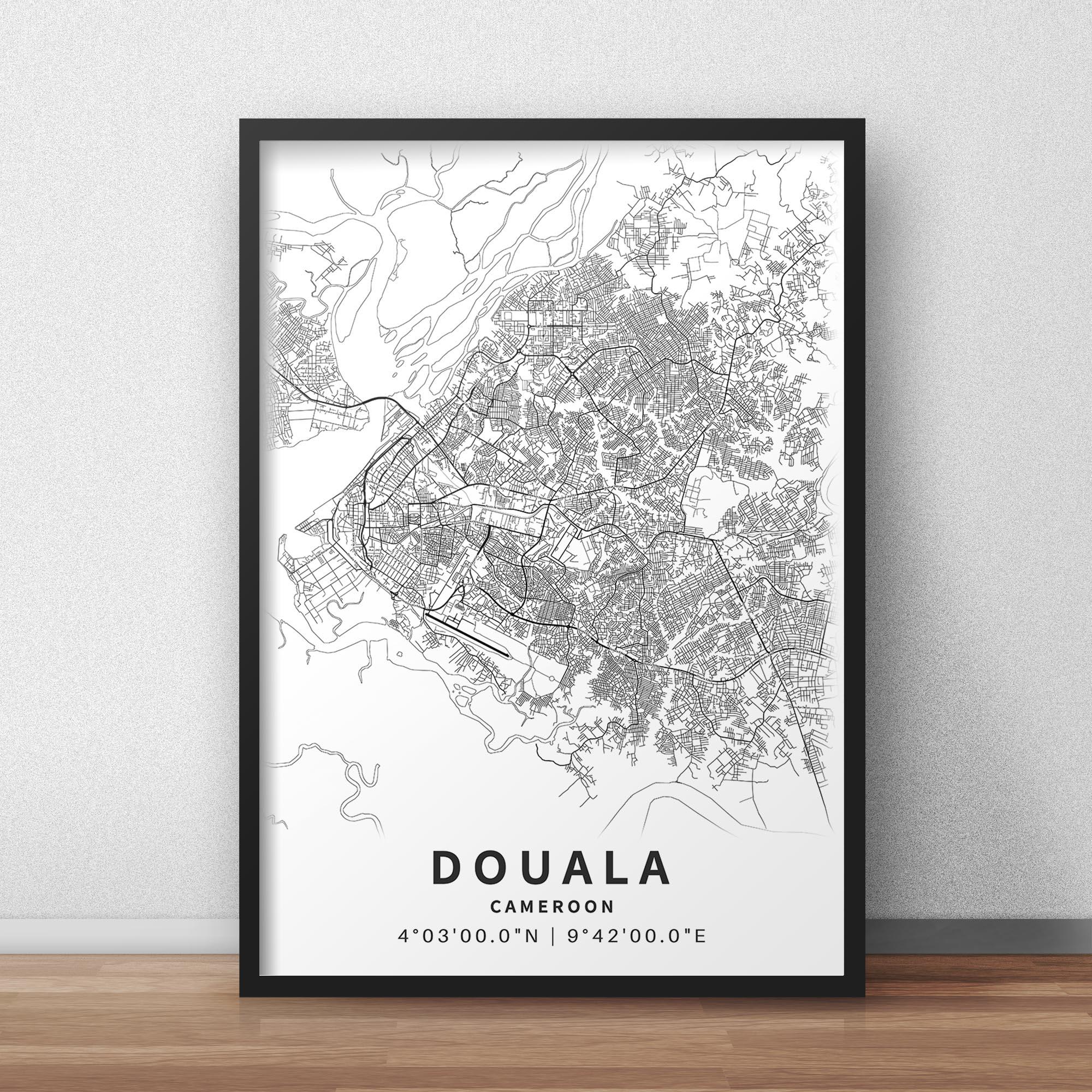 Douala Cameroon Map With Street Names, Printable Douala City Poster ...
