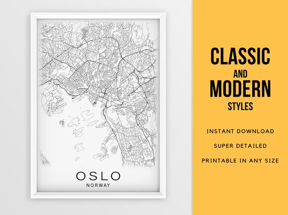Printable Map of Oslo Norway Instant Download City Map | Etsy
