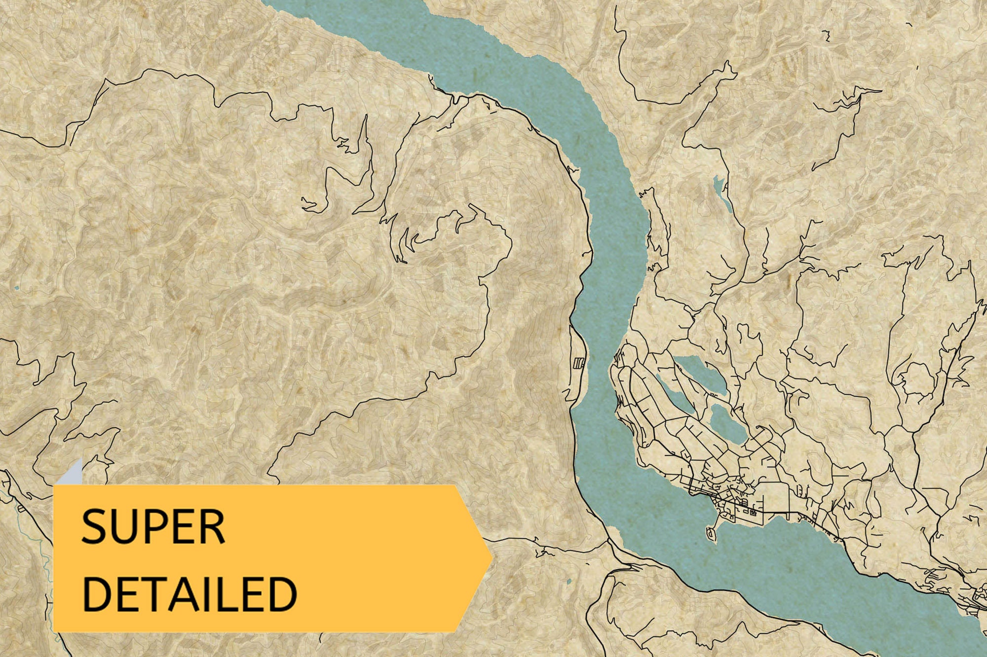 Printable Vintage Style Map of Lake Chelan Washington United | Etsy