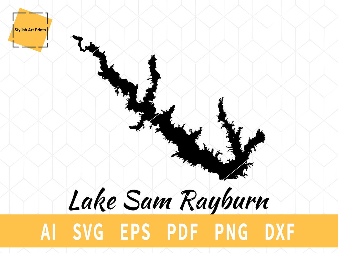 Sam Rayburn Reservoir Map SVG, Texas Map Vector File - Instant Download ...